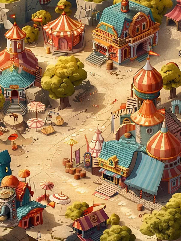 Isometric Game Map Views Concept Art Midjourney Prompt | PromptBase