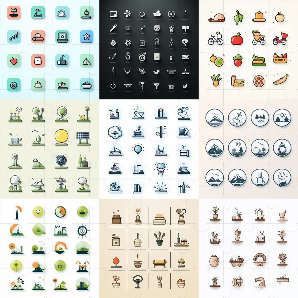Aesthetic Minimalist Icon Sets Midjourney Prompt | PromptBase