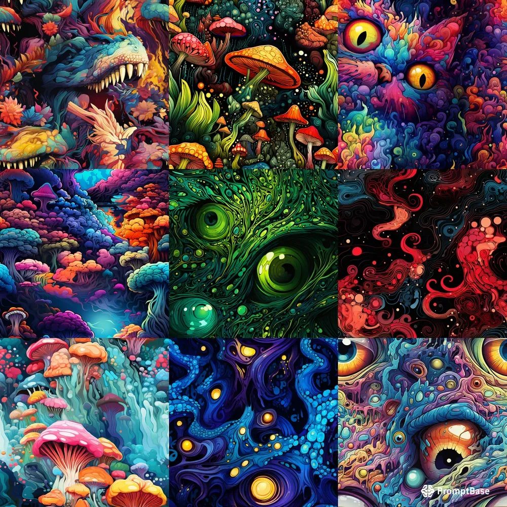 Seamless 2D Psychedelic Textures Midjourney Prompt | PromptBase