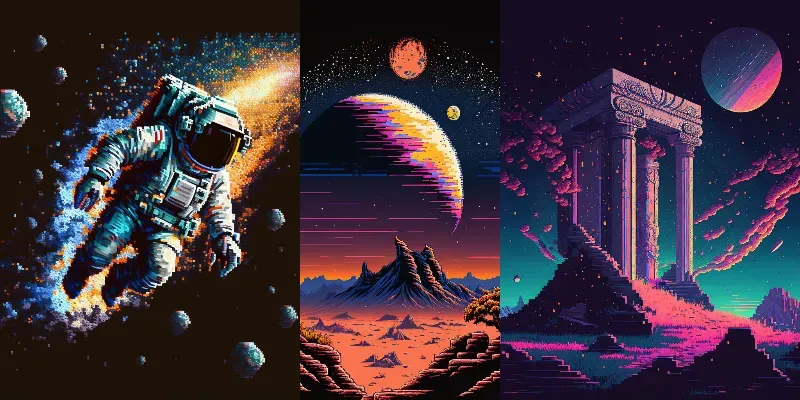 Low-res Space Pixel Art Midjourney Prompt | PromptBase