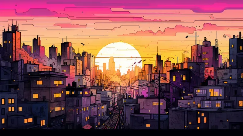 Illustrated Cityscapes Midjourney Prompt | PromptBase