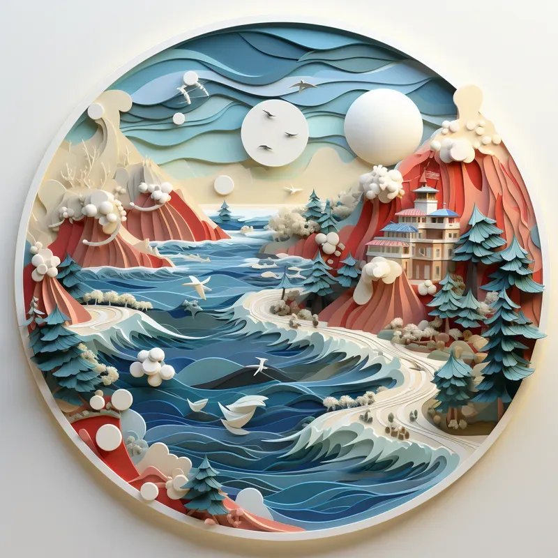 3D Cut Paper Scenic Art Midjourney Prompt | PromptBase