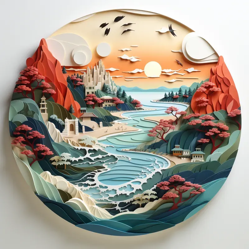 3D Cut Paper Scenic Art Midjourney Prompt | PromptBase