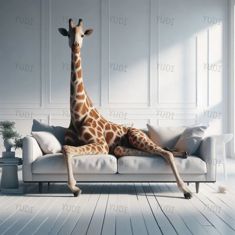 Photo Studio Animals In Sofas DALL·E Prompt | PromptBase
