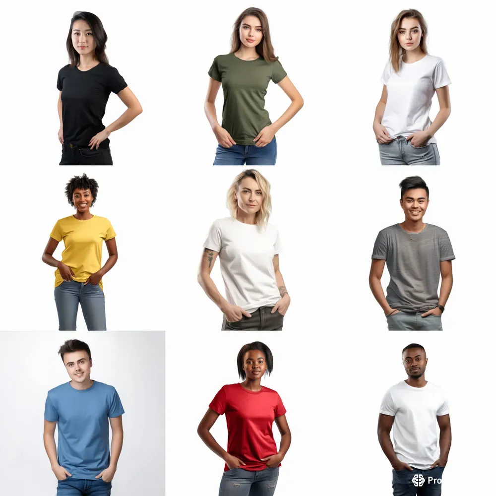 Tshirt Mockups Worn By Models For Pod Midjourney Prompt | PromptBase
