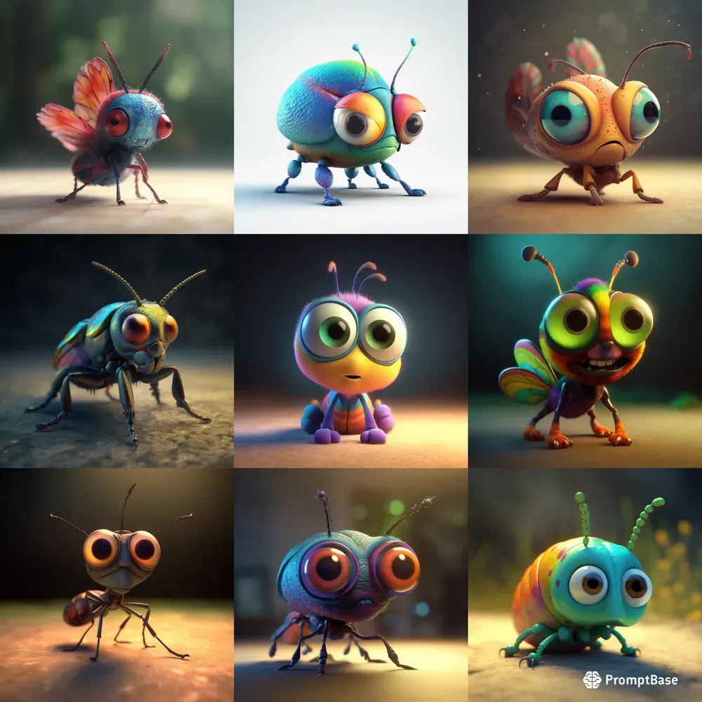 Cute 3D Insects Midjourney Prompt | PromptBase