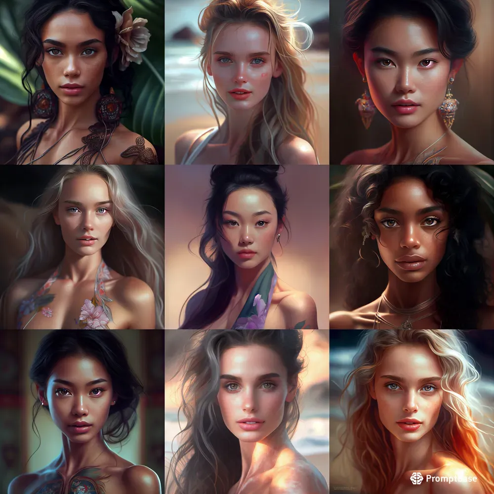 Portraits Of Realistic Beach Models Midjourney Prompt | PromptBase