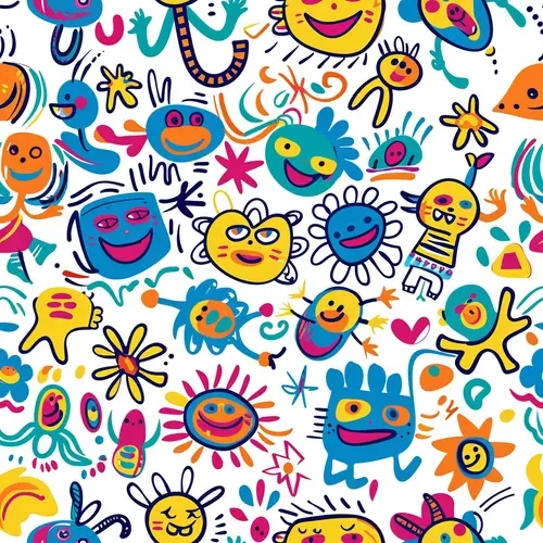 Seamless Patterns Of Kids Drawings App | PromptBase