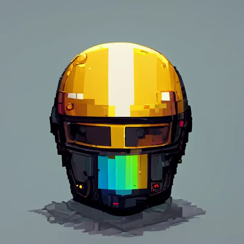 Neon Pixel Art Helmets Midjourney Prompt | PromptBase