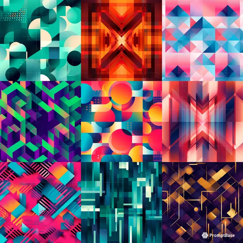 Geometric Gradient Patterns Midjourney Prompt | PromptBase
