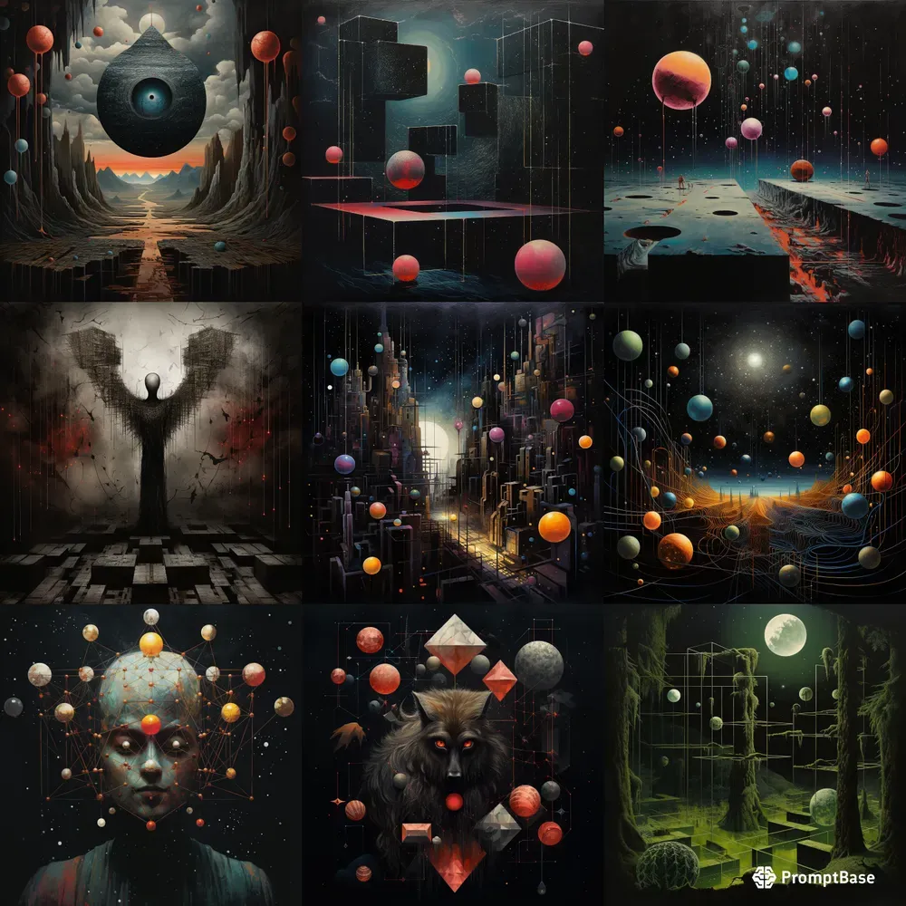 Abstract Geometric Particles Art Midjourney Prompt | PromptBase