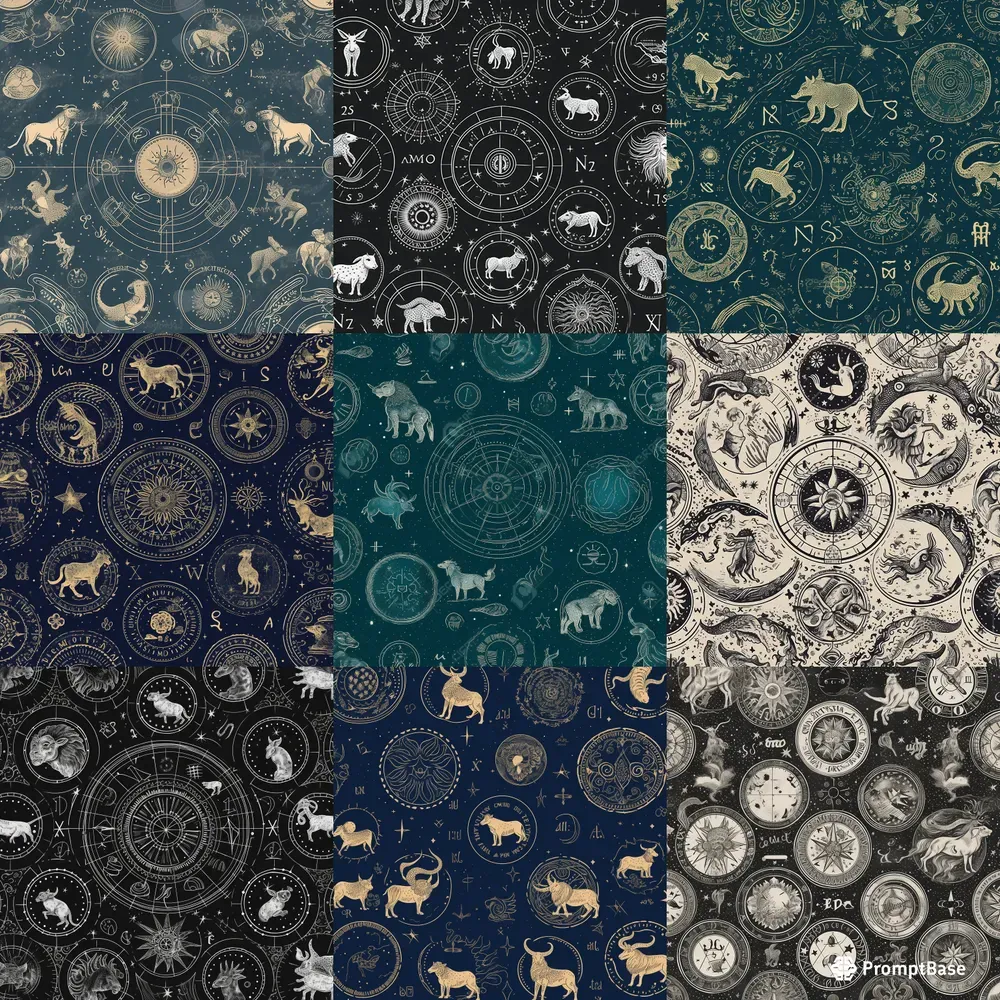 Horoscope Zodiac Signs Patterns Midjourney Prompt | PromptBase