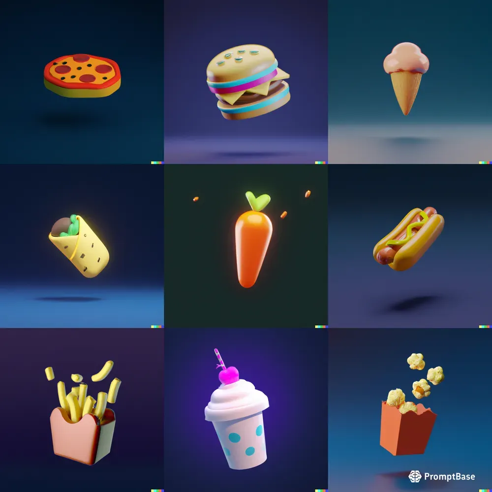 3D Food Icons DALL·E Prompt | PromptBase