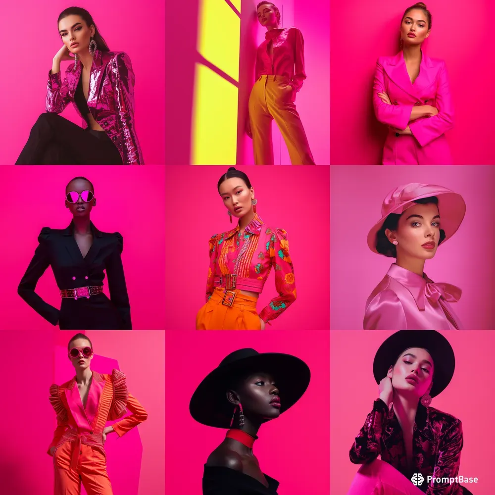 Elegant Fashion Models On Vibrant Pink Midjourney Prompt | PromptBase