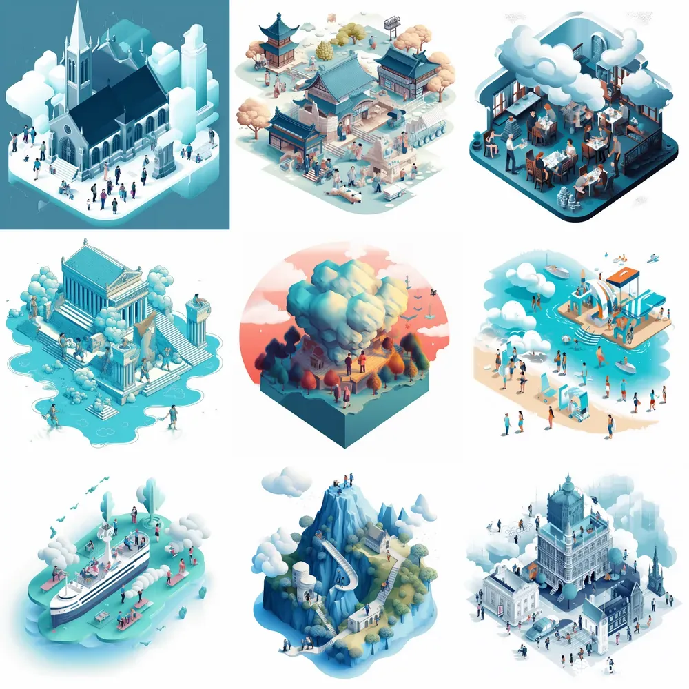 Professional Isometric Illustrations Midjourney Prompt | PromptBase