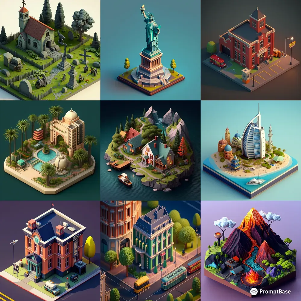 Isometric Worlds Midjourney Prompt | PromptBase