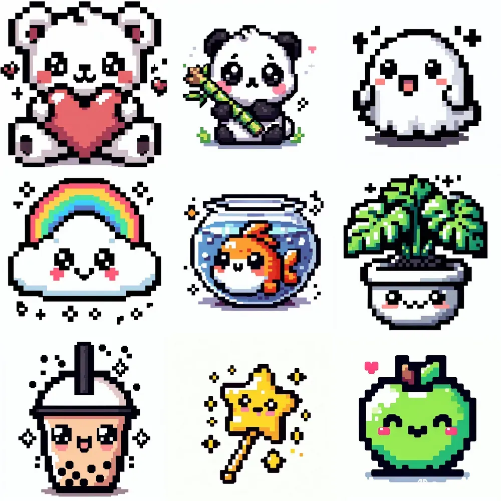 Cute Pixel Art Objects DALL·E Prompt | PromptBase