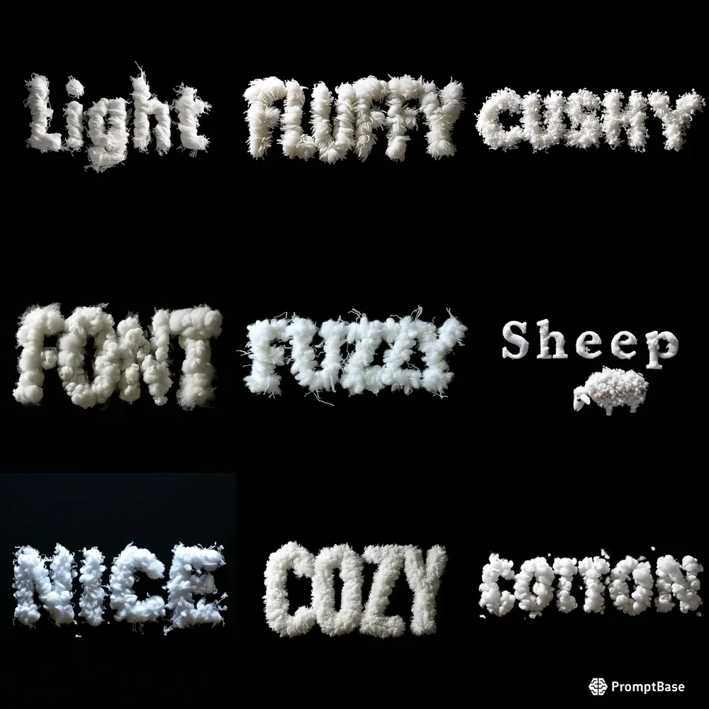 White Cotton Fonts Midjourney Prompt | PromptBase