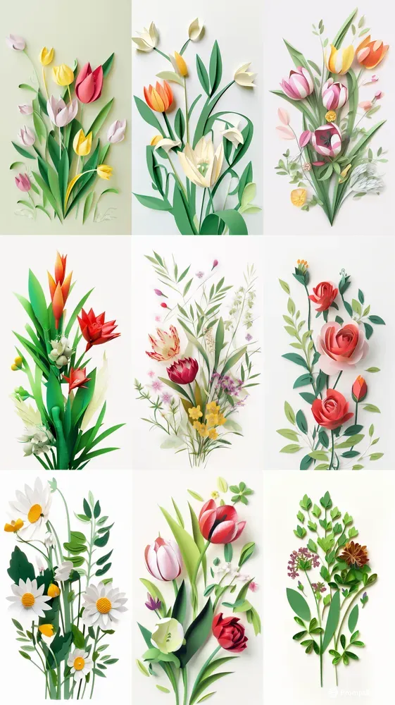 Papercut Vibrant Plant Wall Art Midjourney Prompt | PromptBase