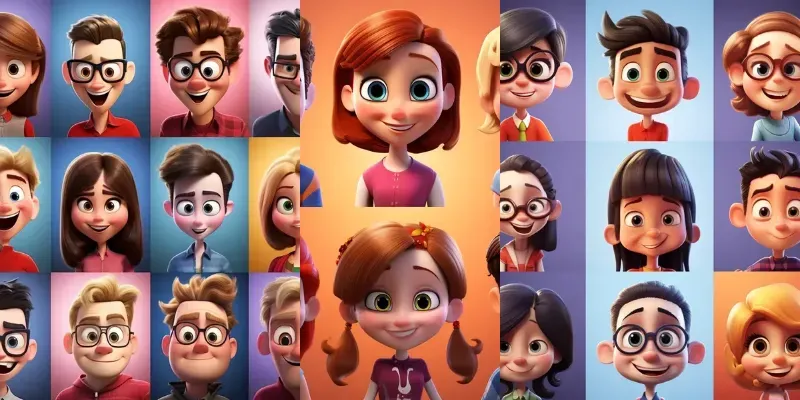 Cartoon Characters In The Pixar Style Midjourney Prompt | PromptBase