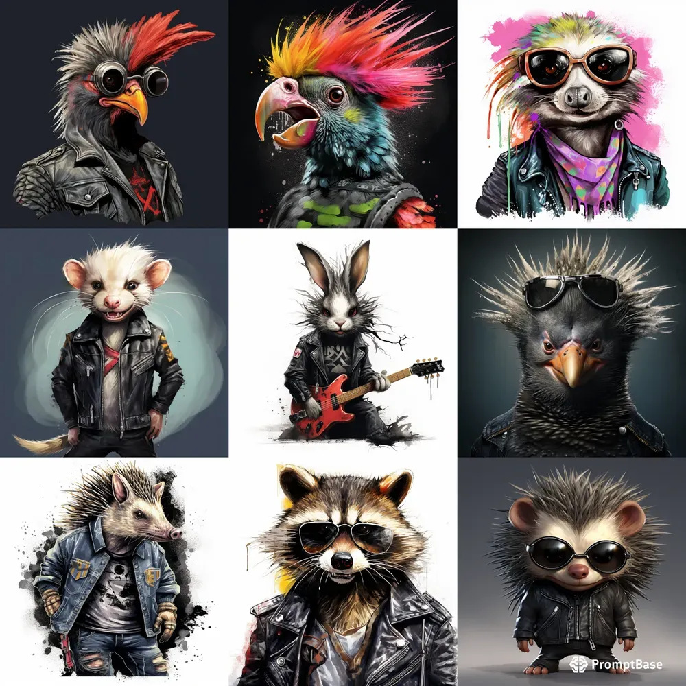 Funny Punk Animals Midjourney Prompt | PromptBase