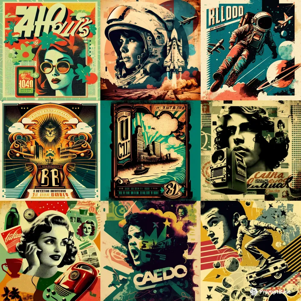 Old Retro Design Illustrations Midjourney Prompt | PromptBase