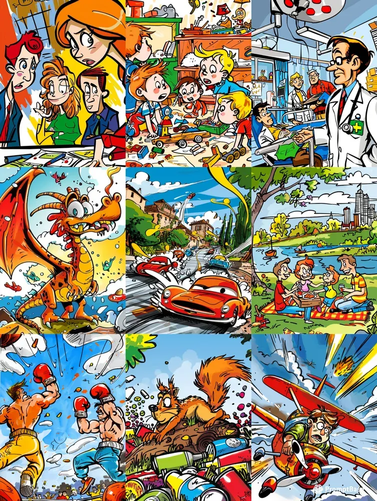 Vibrant Comic Strip Cover Designs Midjourney Prompt | PromptBase
