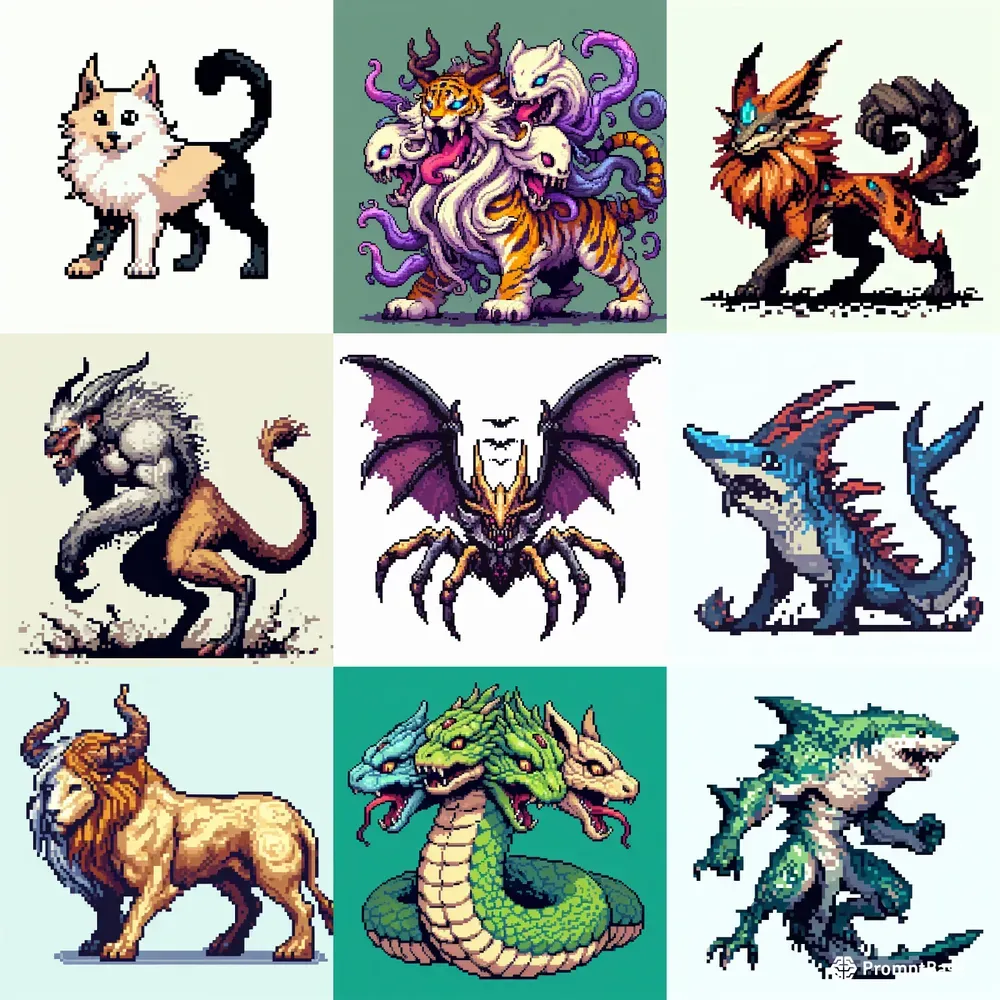 Video Game Creatures In Pixel Art DALL·E Prompt | PromptBase