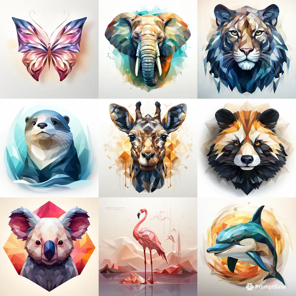 Polygon Animal Illustrations Midjourney Prompt | PromptBase