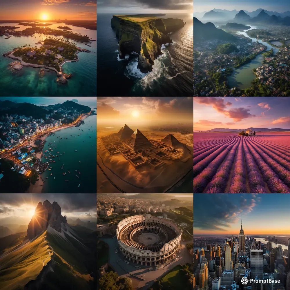 Aerial Aesthetic Photographs Midjourney Prompt | PromptBase