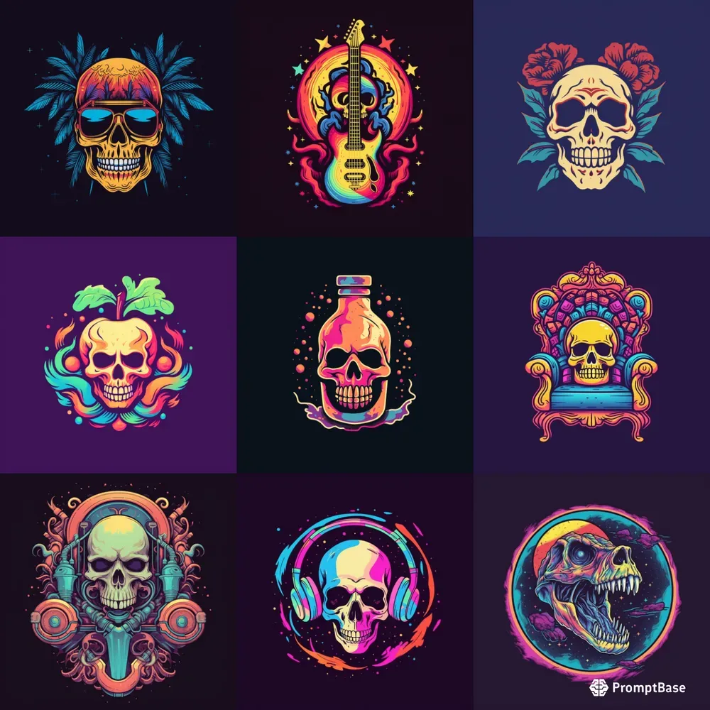 Psychedelic Illustration Logos Midjourney Prompt | PromptBase