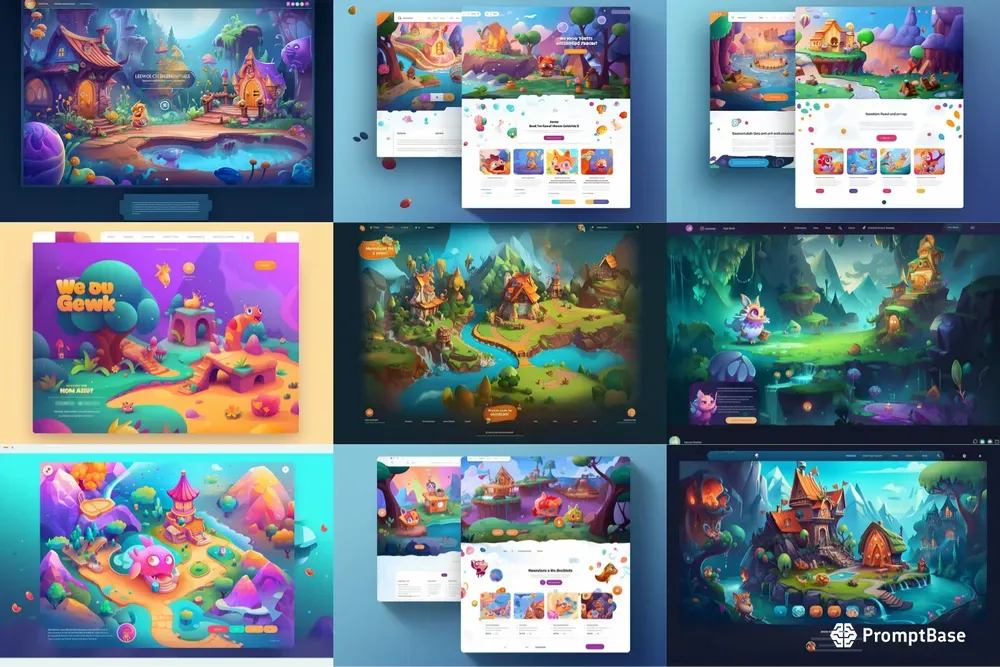 Game Developer Website Main Pages Midjourney Prompt | PromptBase