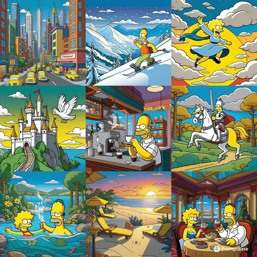 Simsons Illustrations Stable Diffusion Prompt | PromptBase