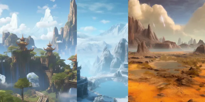 Video Game Landscapes Concept Art Midjourney Prompt | PromptBase