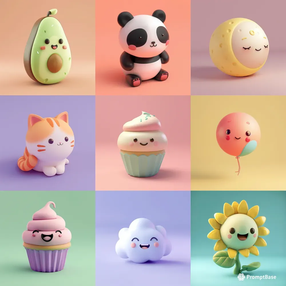 Cute 3D Icons Midjourney Prompt | PromptBase