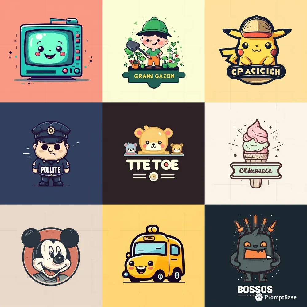 Cute Line Art Logos Midjourney Prompt | PromptBase