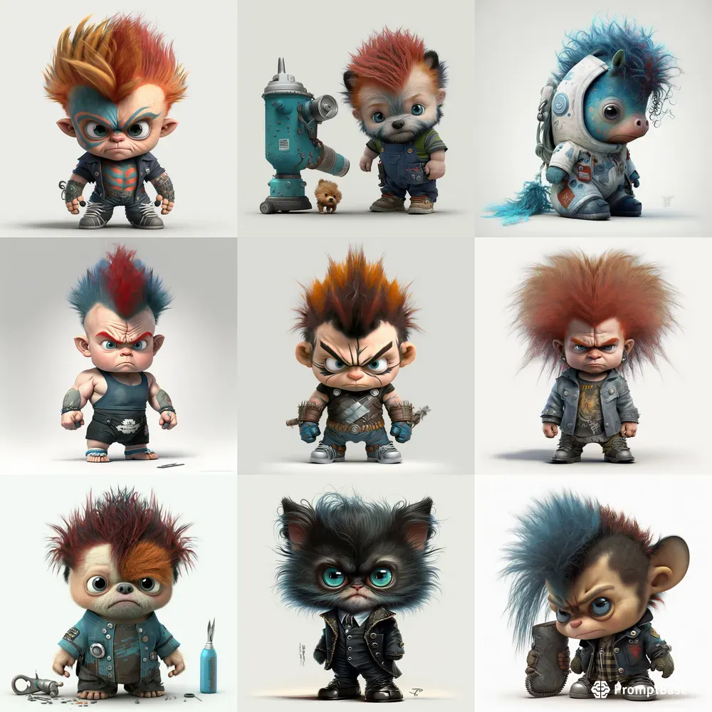 3D Hybrid Human-animal Baby Punks Midjourney Prompt | PromptBase