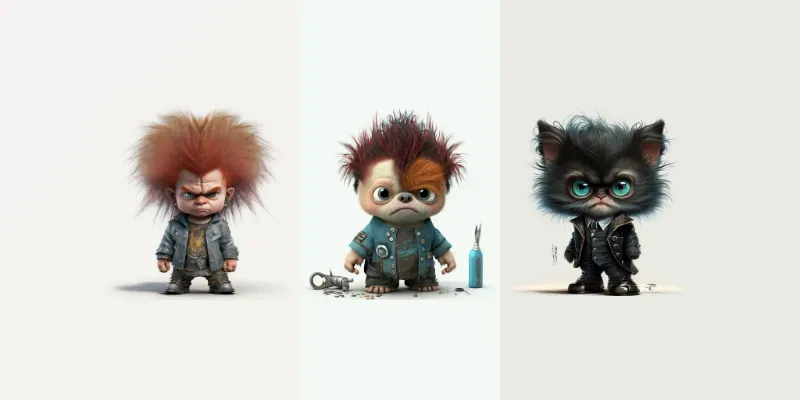 3D Hybrid Human-animal Baby Punks Midjourney Prompt | PromptBase