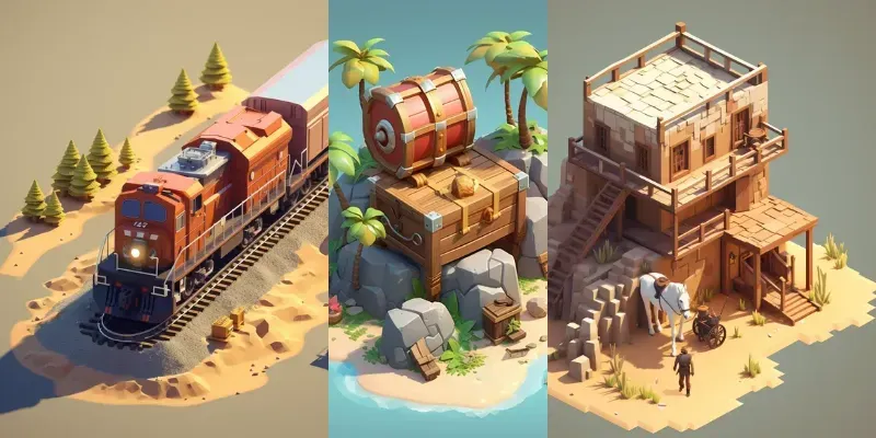 Isometrics With Low Poly Style Midjourney Prompt | PromptBase