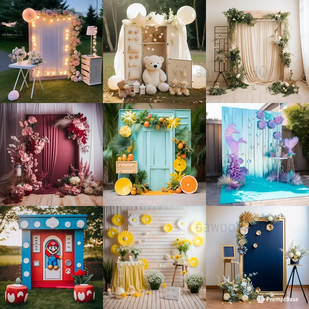 Modern Themed Photobooth Party Backdrops Midjourney Prompt | PromptBase
