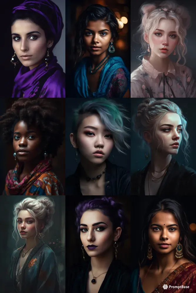 Stunning Portraits Of Ethnic Women Midjourney Prompt | PromptBase