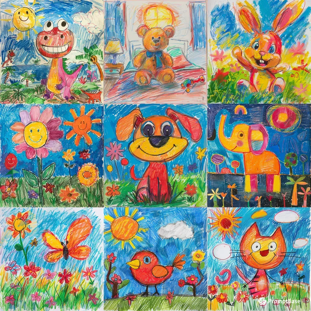 Kids Crayon Drawings Midjourney Prompt | PromptBase