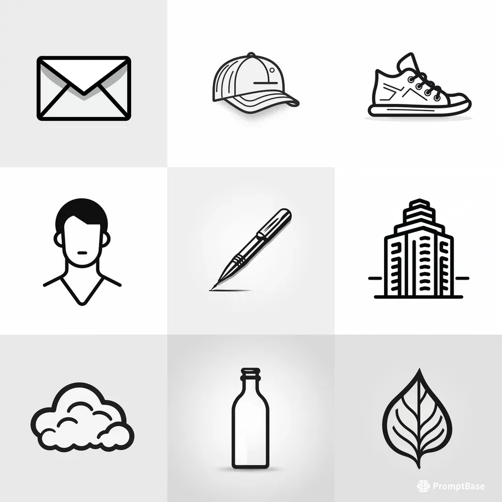 Simple Icon Designs Midjourney Prompt | PromptBase