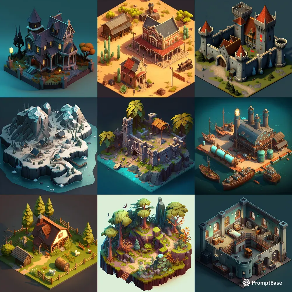 Isometric Game Level Designs Midjourney Prompt | PromptBase