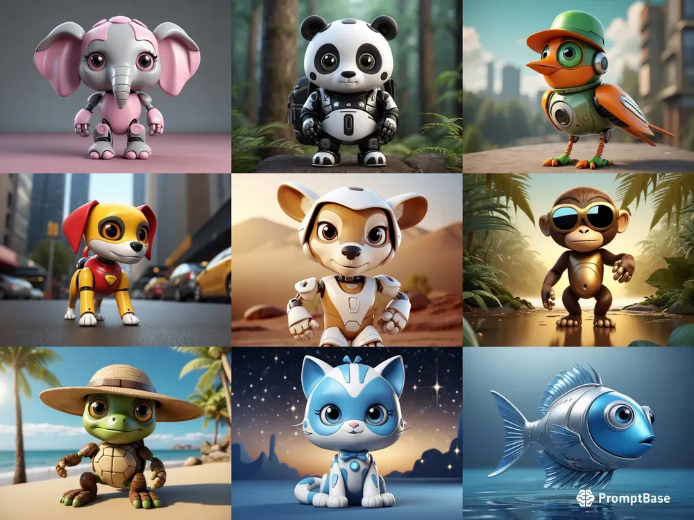 Cute 3D Robot Animals Leonardo Ai Prompt | PromptBase