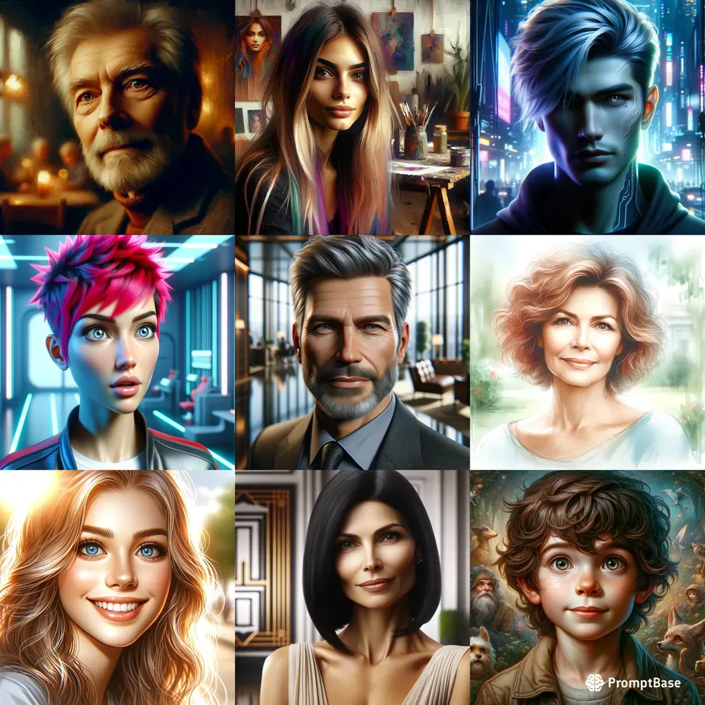 Custom Portraits Dynamic Faces Style DALL·E Prompt | PromptBase