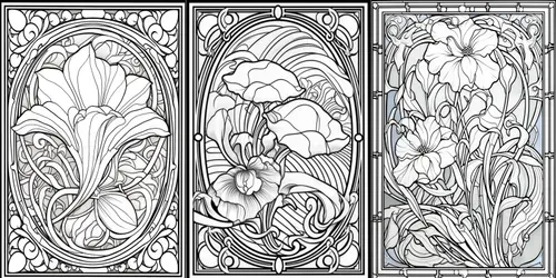 Glass Window Pattern Coloring Pages Midjourney Prompt | PromptBase