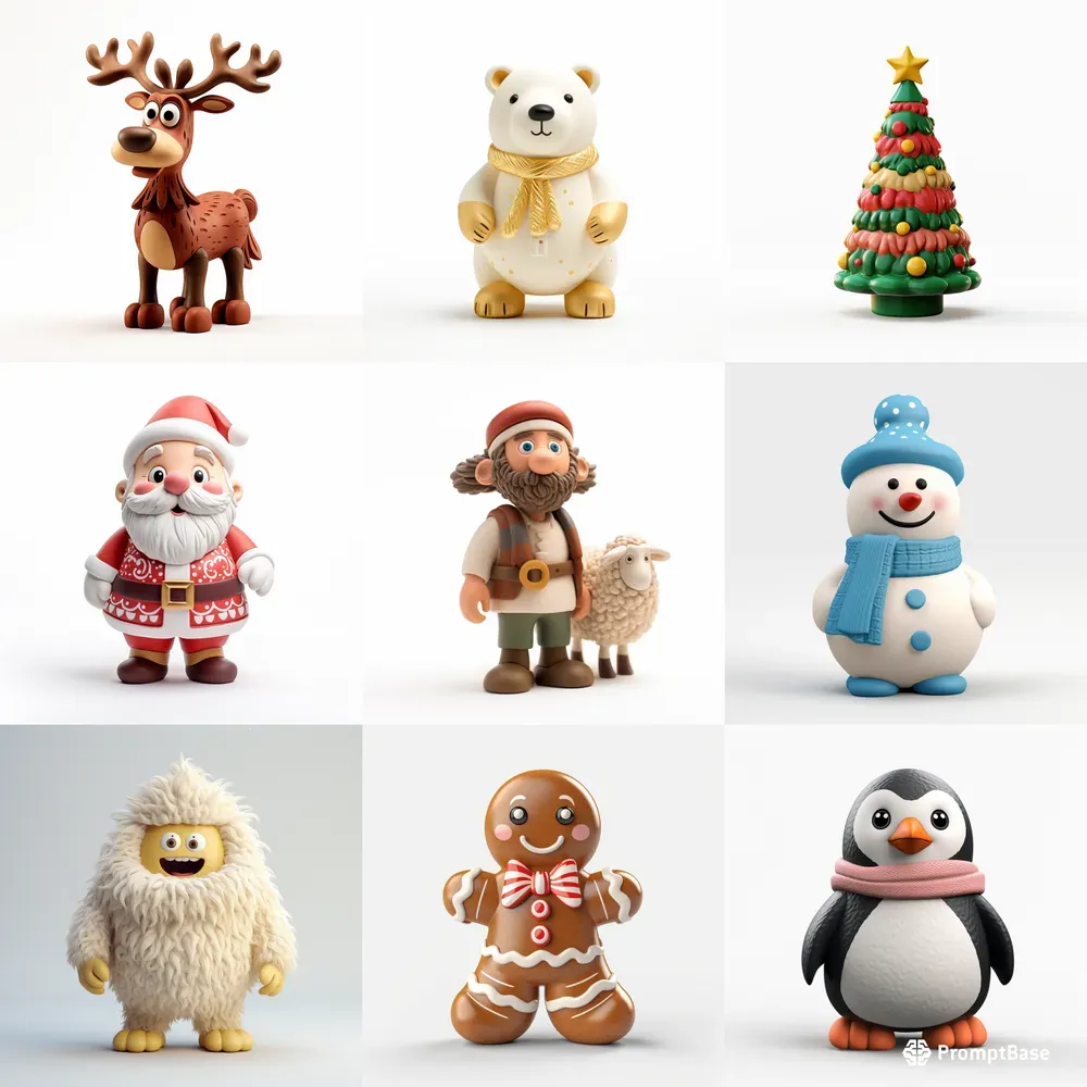 Aardman Mix Christmas Figures Midjourney Prompt | PromptBase