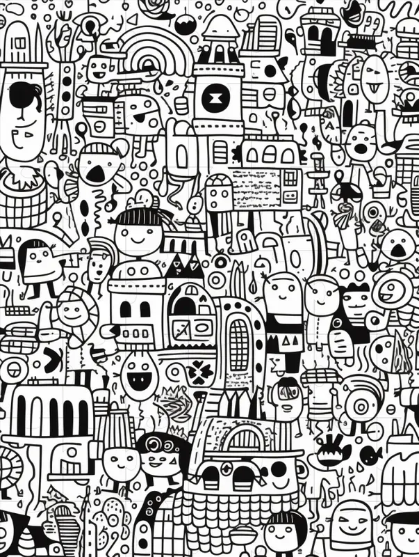 Doddle Visual Hunt Coloring Pages Midjourney Prompt | PromptBase