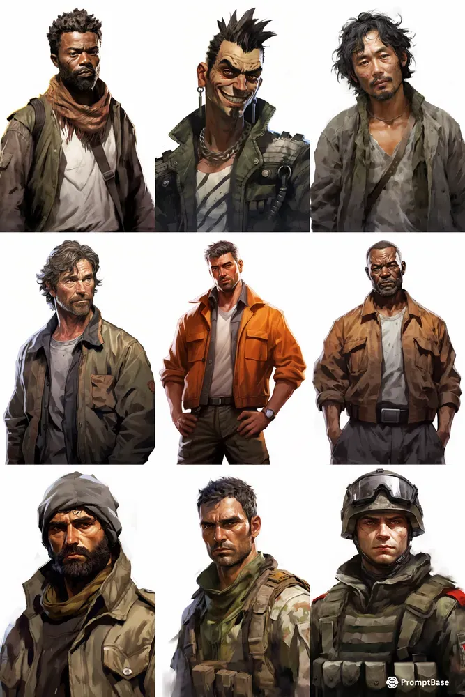 Post Apocalyptic RPG Character Portraits Midjourney Prompt | PromptBase